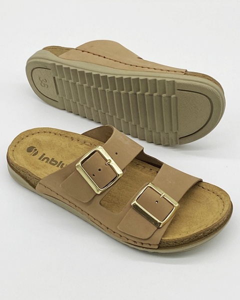 Inblu AA000065 beige, klapki damskie skórzane, tęgość G-H-J > Inblu ...